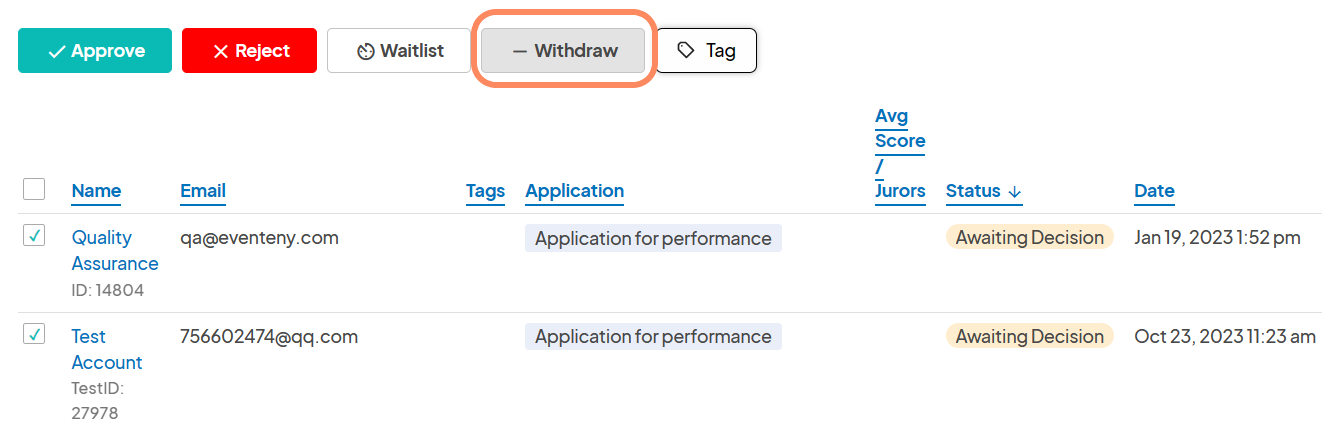 How To Bulk Approve, Reject, Waitlist and Withdraw Other Applications ...
